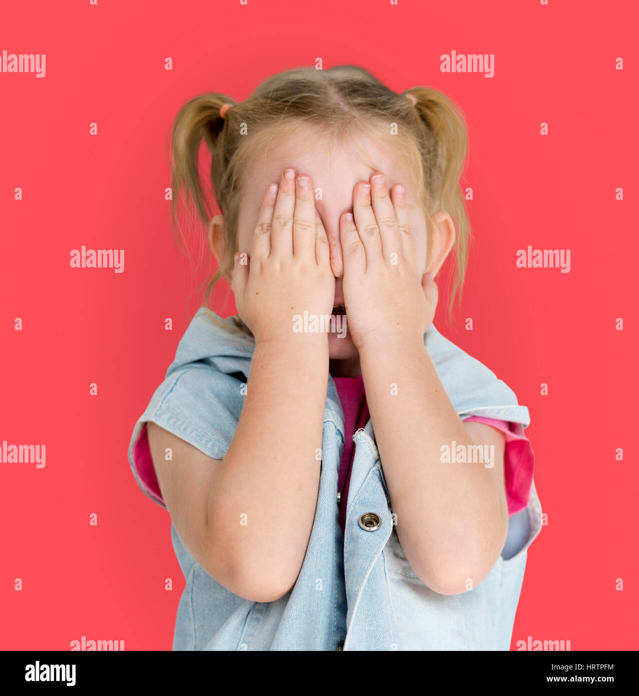 Little GIrl Human Hand Cover Playful Stock Photo - Alamy