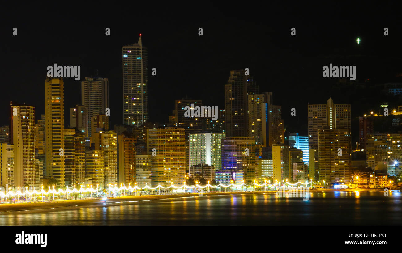 Benidorm at night, Spain Stock Photo - Alamy