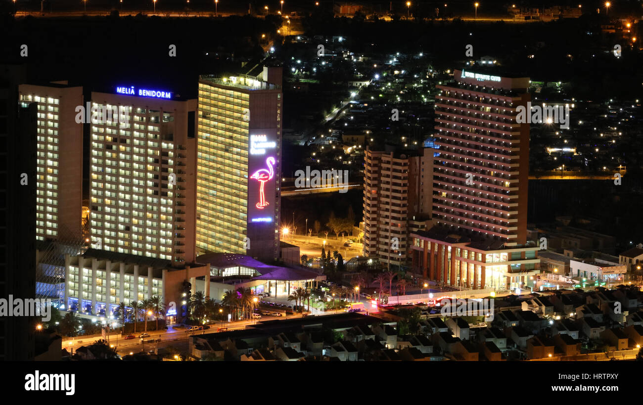 Benidorm at night, Spain Stock Photo - Alamy