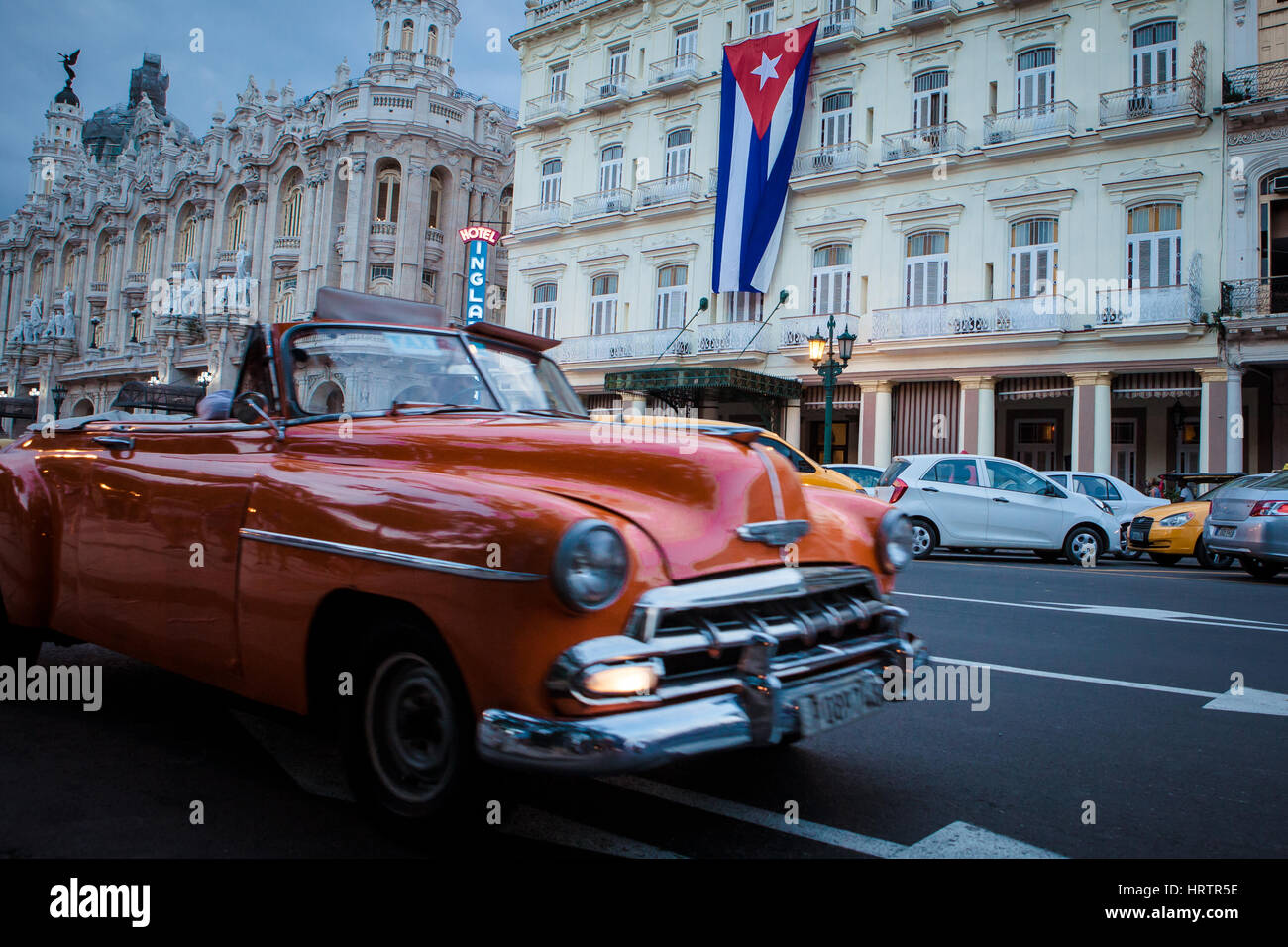 Vintage classic american car in a old street of old Avana, Cuba Stock ...