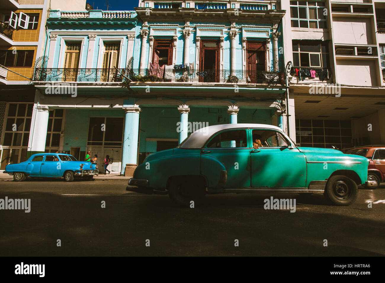 Vintage classic american car in a old street of old Avana, Cuba Stock ...