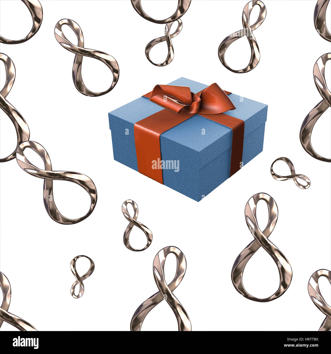 golden silver or platinum 8 numbers and flying gift boxes isolated on ...