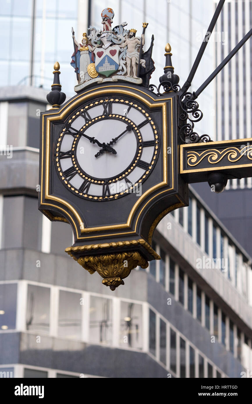 The twin clock Cornhill London Stock Photo - Alamy