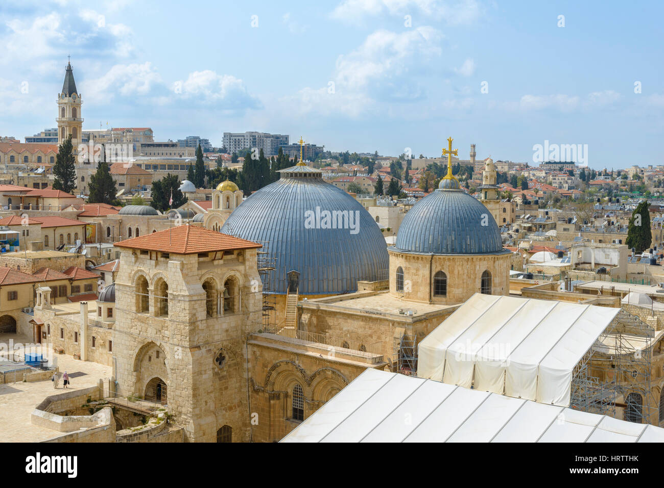Jerusalem panoramic roof view to christians, jewish and muslims sacred ...