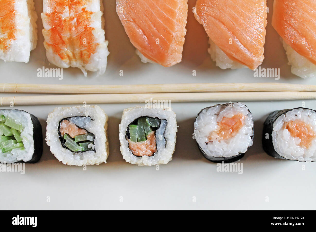 Preparation sushi roll on restaurant Stock Photo - Alamy
