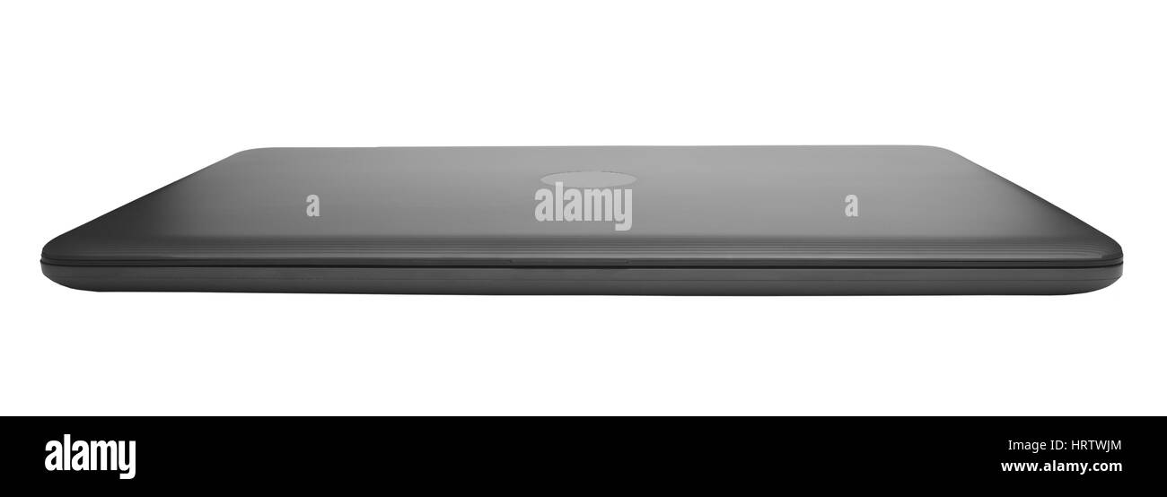 Closed black laptop isolated on white background Stock Photo - Alamy