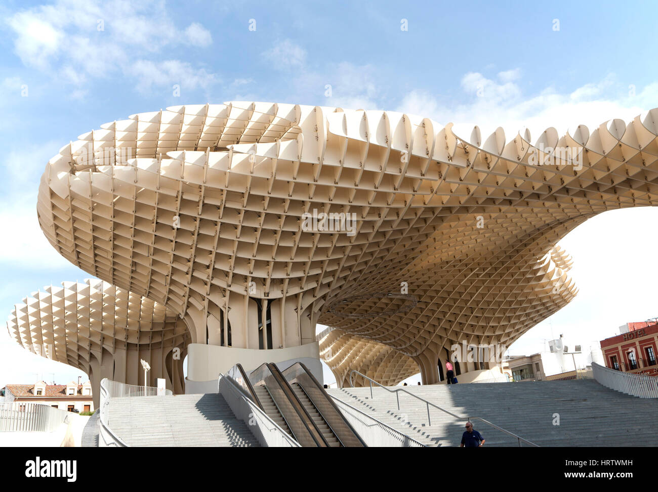 Metropol Parasol wooden structure in La Encarnación square, Seville ...
