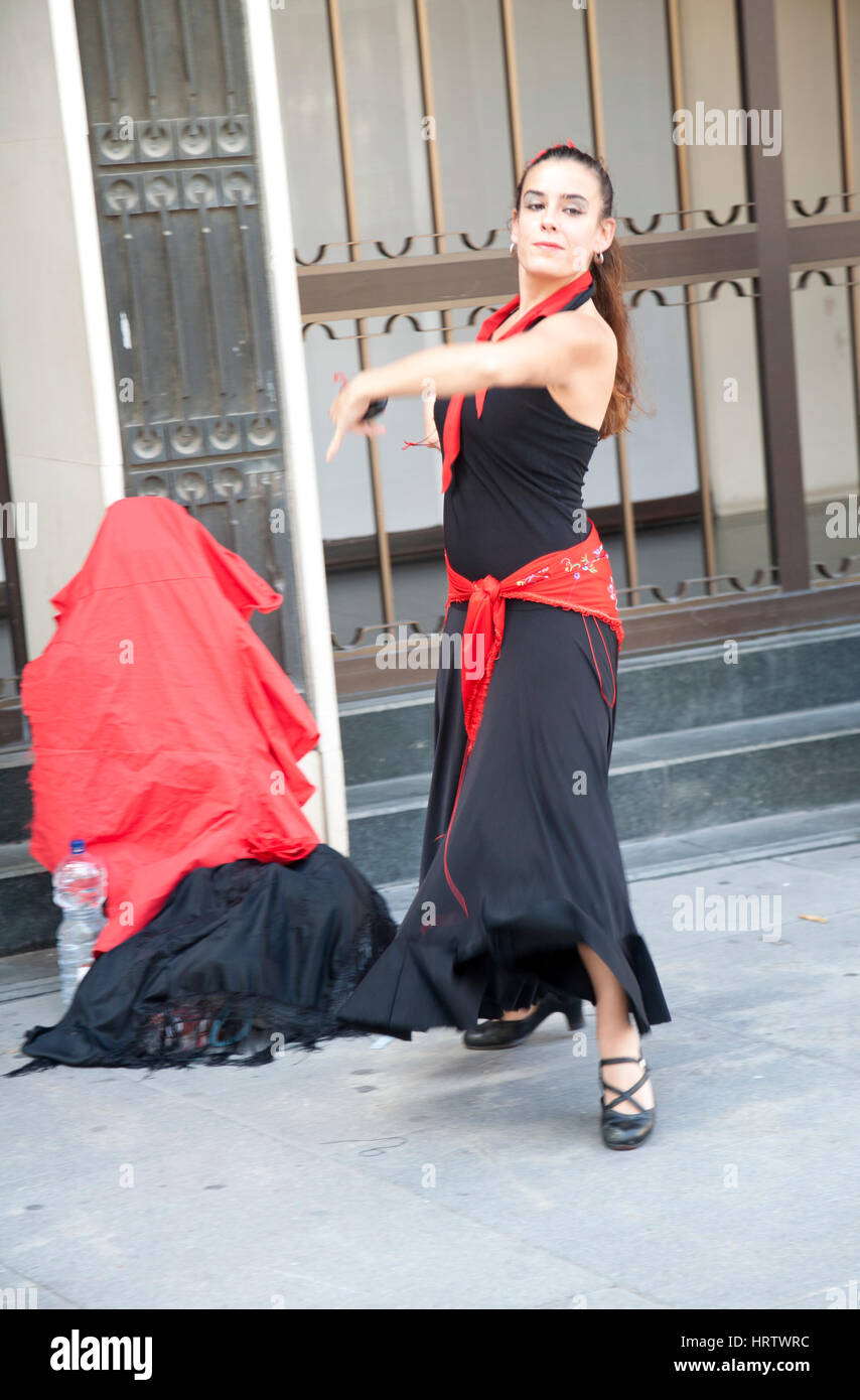 Women flamenco dancer street busking in central Seville, Spain Stock ...