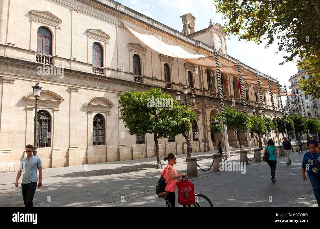 Historic Ayuntamiento city hall building in central Seville, Spain ...
