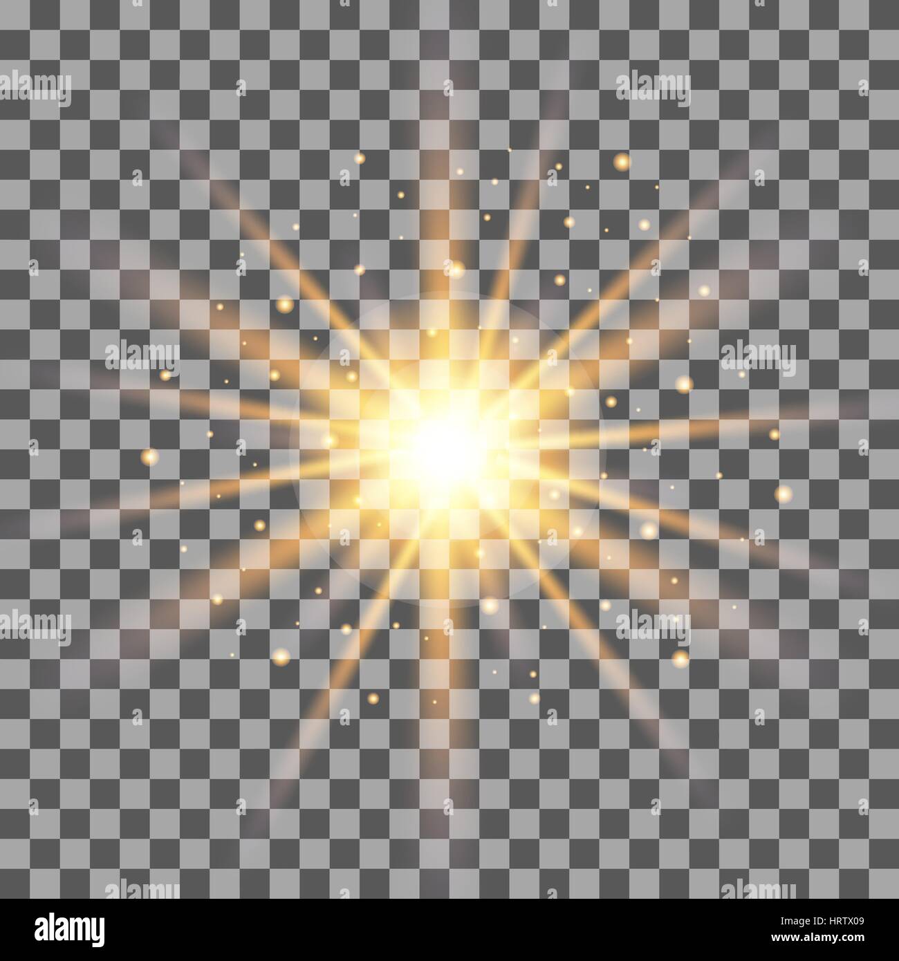 Gold rays light effect isolated on transparent background. Vector ...