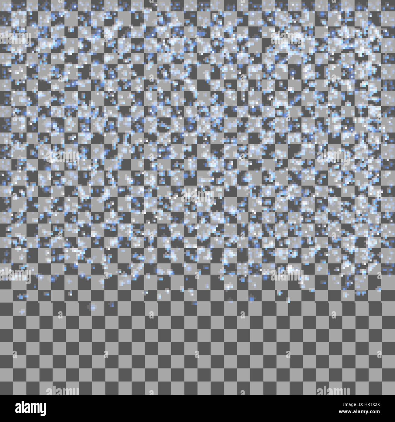 Blue glitter falling particles on transparent background. Snow flakes ...