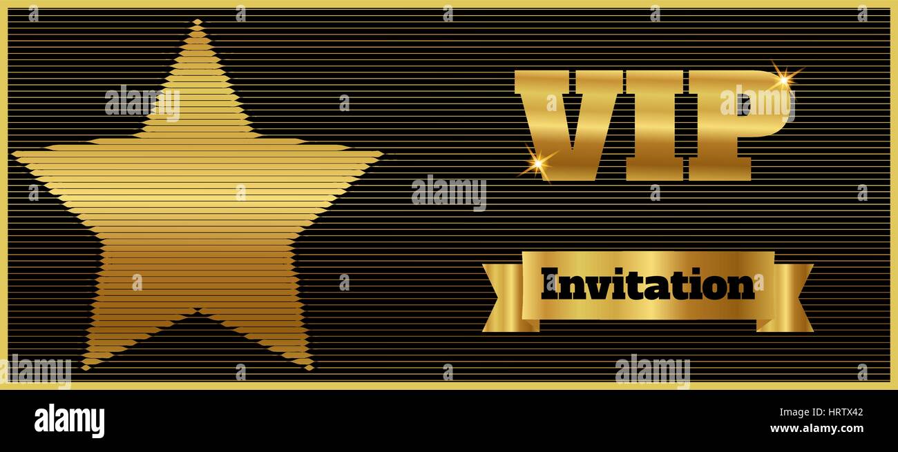 VIP club party premium invitation card flyer with star. Black and gold ...