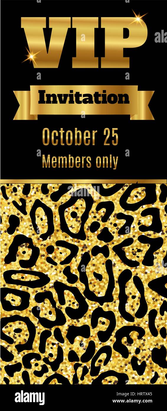 VIP club party premium invitation card flyer. Black and gold template ...