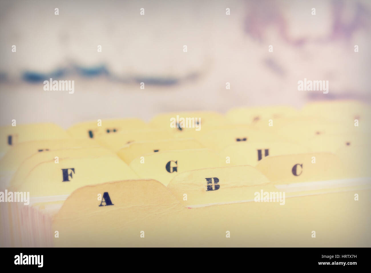 Close up of alphabetical index cards in a box Stock Photo - Alamy
