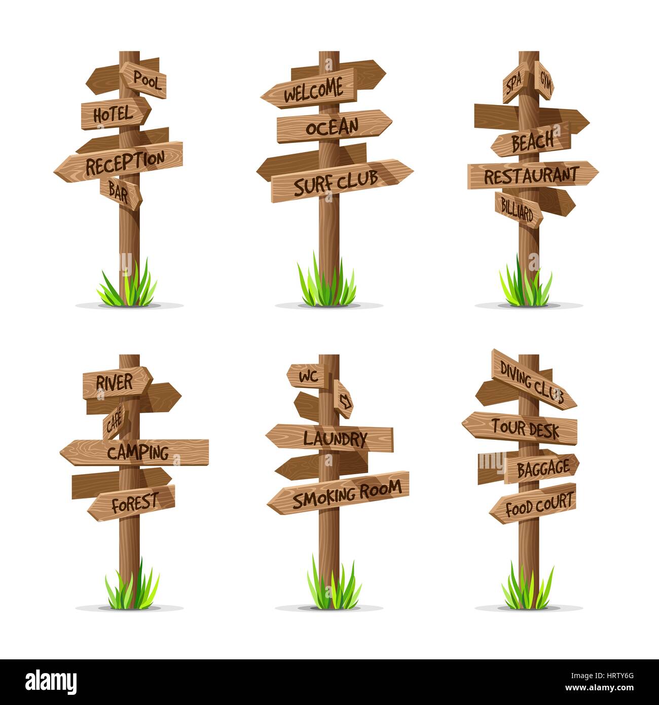 Wooden arrow signboards resort vector set Stock Vector Image & Art - Alamy