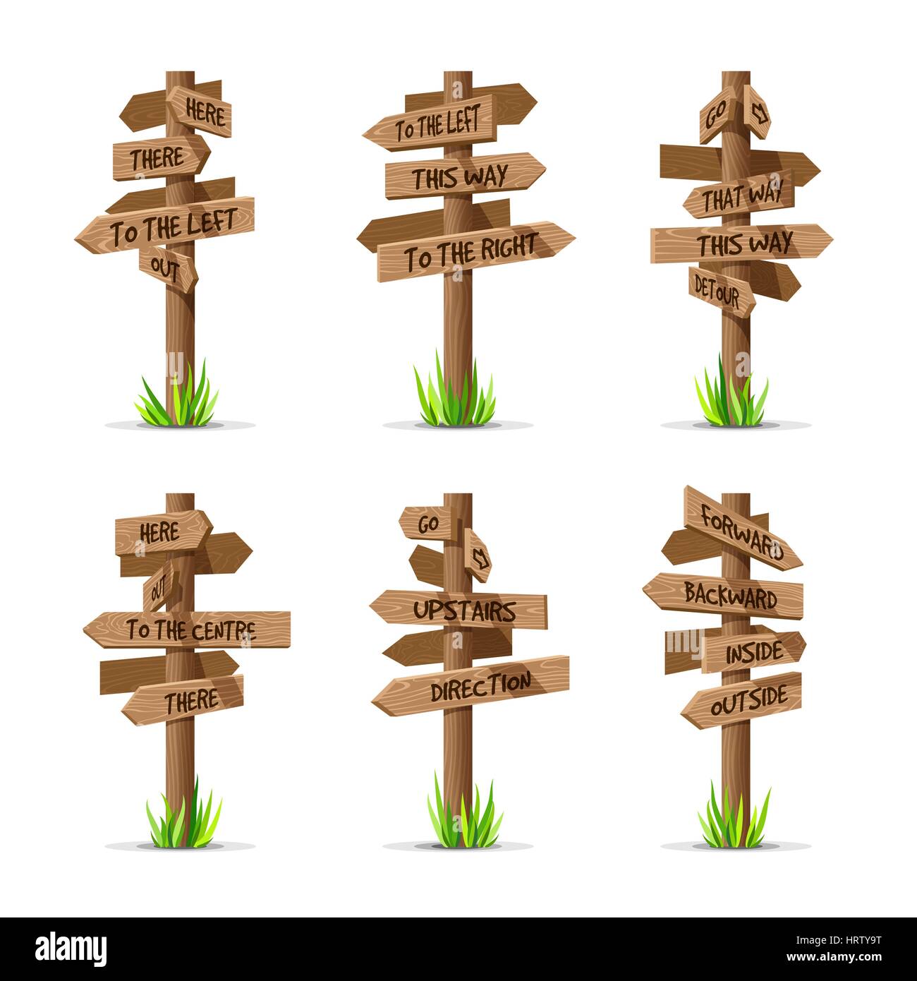 Wooden arrow signboards direction vector set Stock Vector Image & Art ...