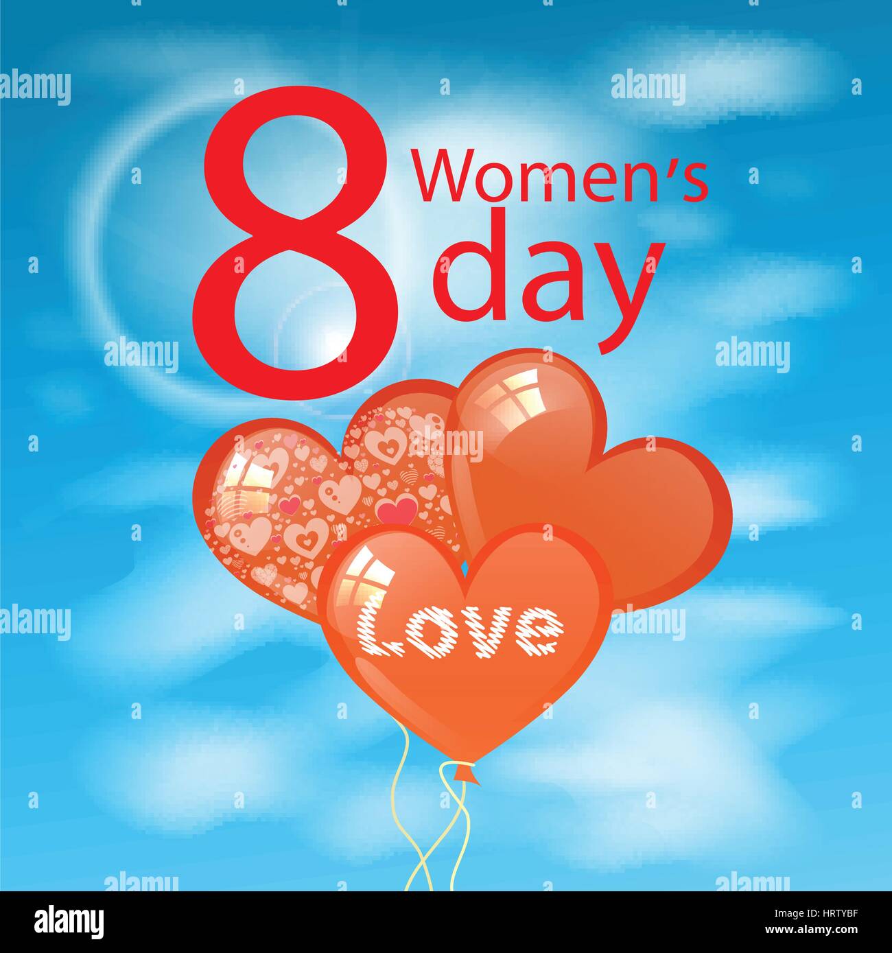 Women s Day is a figure eight clouds balloons in the shape of heart ...