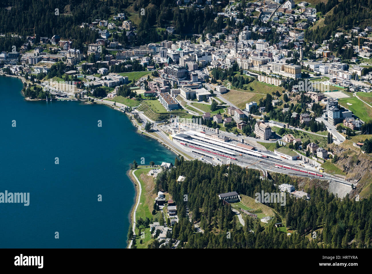 St. Moritz, with St. Moritz Lake, Engadin, Canton of Grisons ...