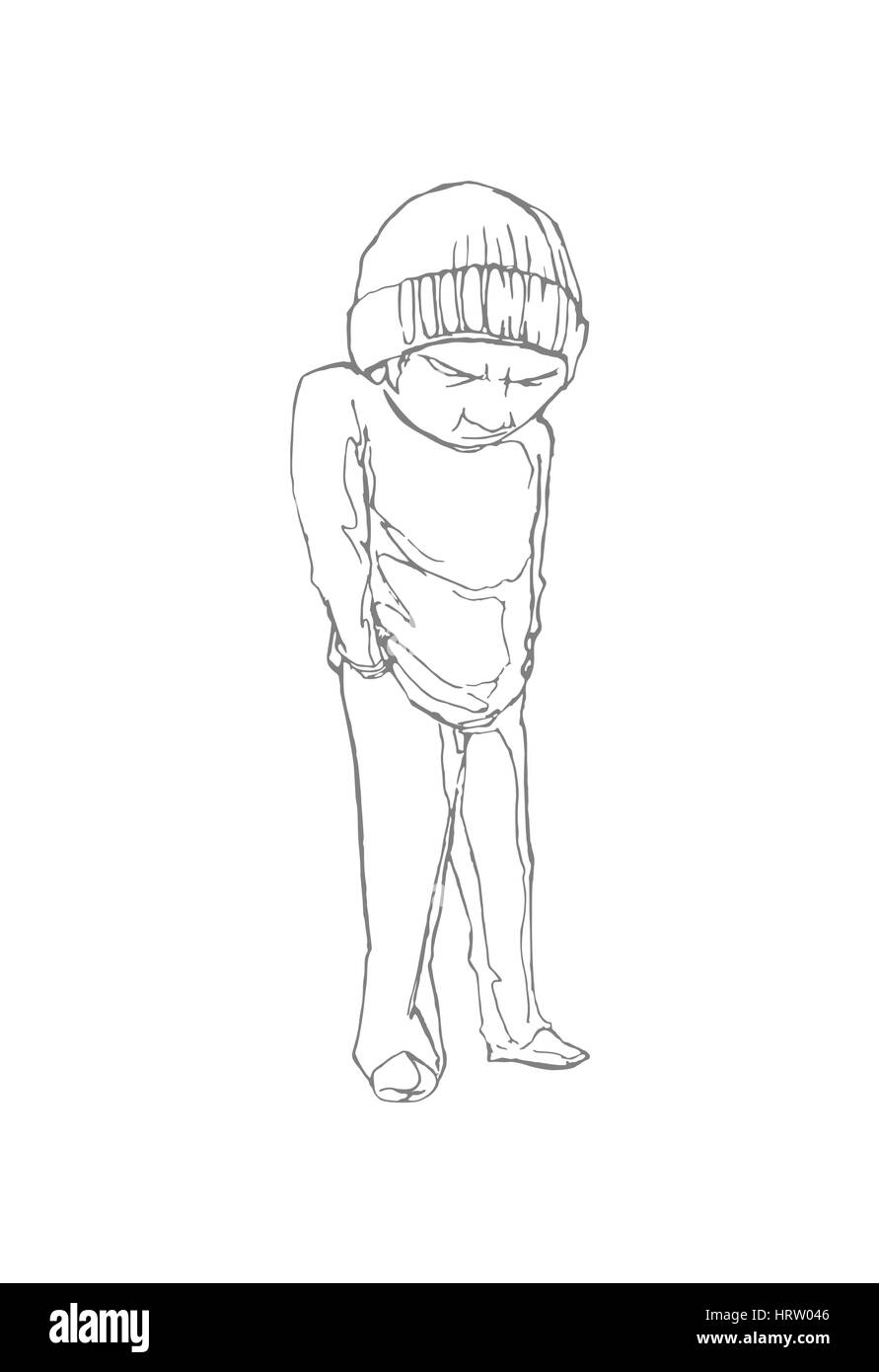 Homeless boy. Line drawing EPS 8 Stock Vector Image & Art - Alamy