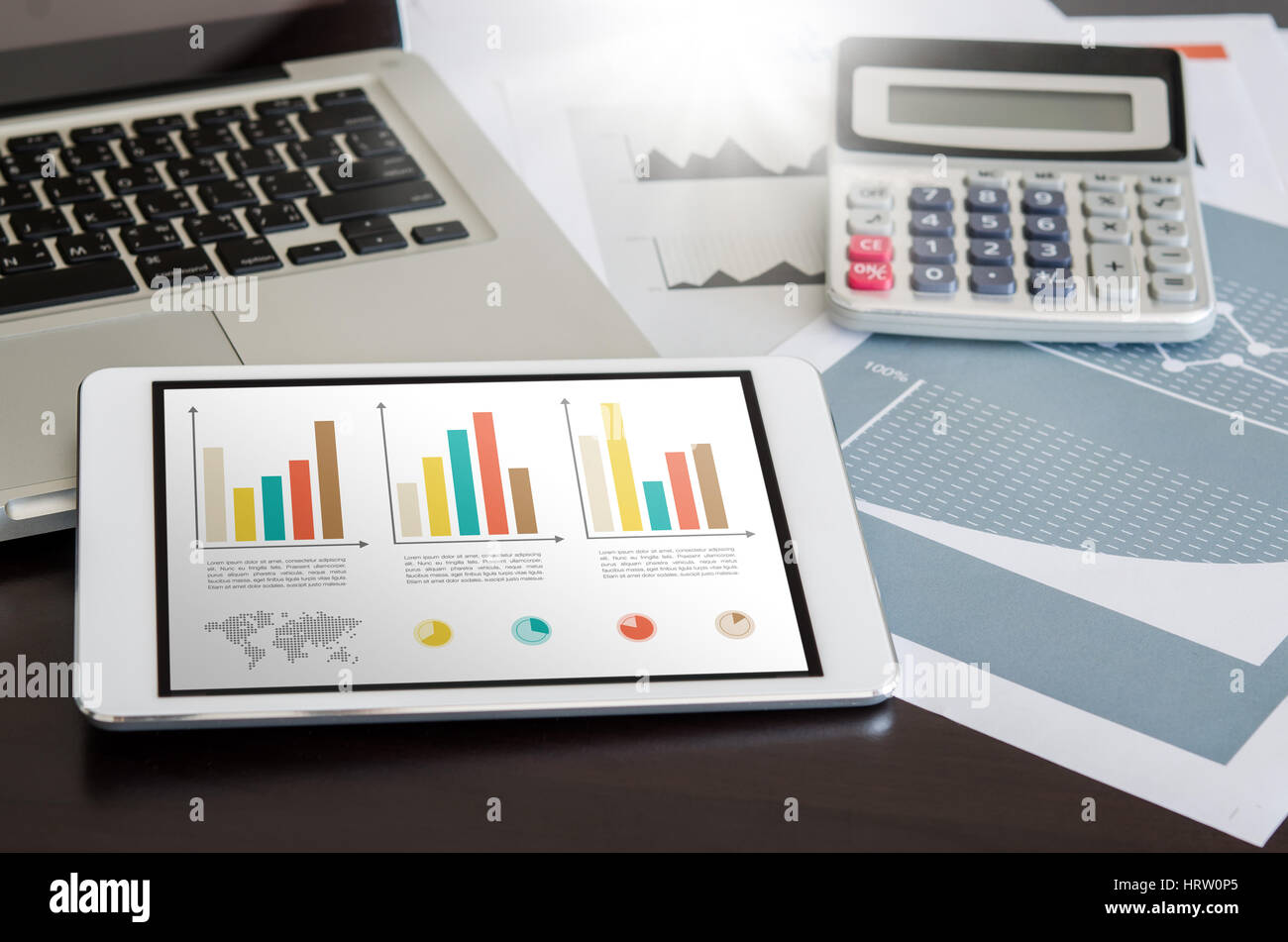 Business, office concept. Presentation with tablet and computer laptop ...