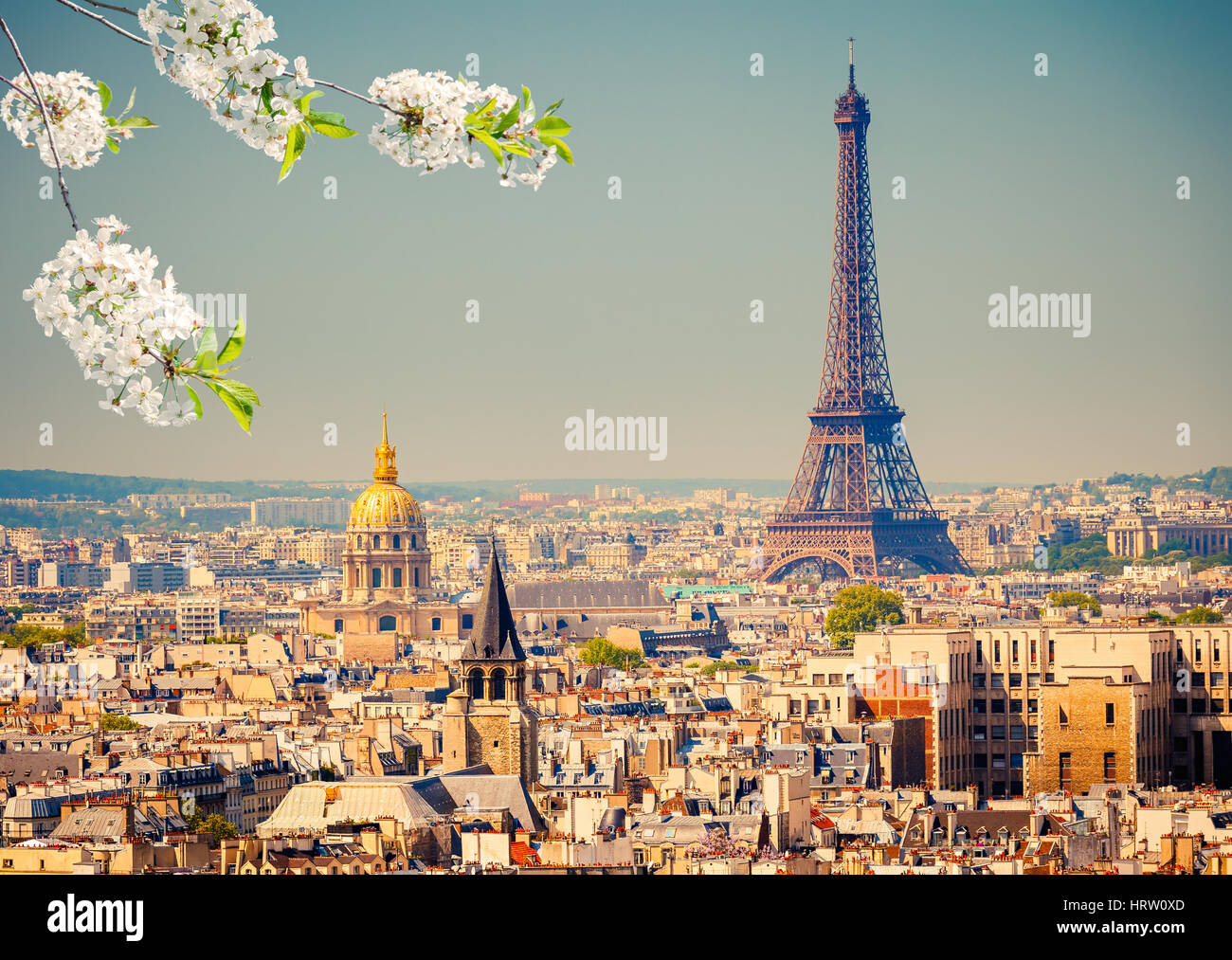View on Eiffel Tower in Paris at spring, France Stock Photo - Alamy