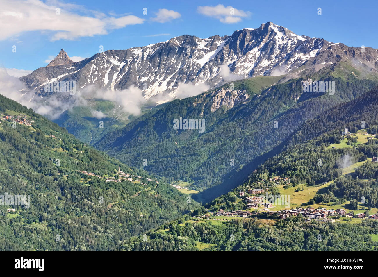 mountain landscape with villages in vanoise park Stock Photo - Alamy