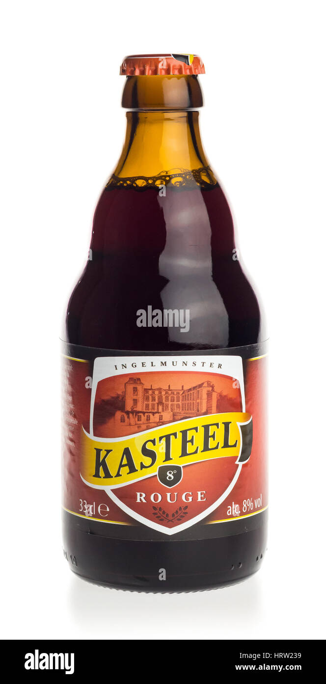 Bottle of Kasteel Rouge fruit beer isolated on a white background Stock ...