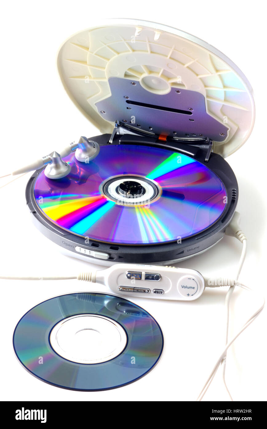 Portable CD audio player isolated on white Stock Photo - Alamy