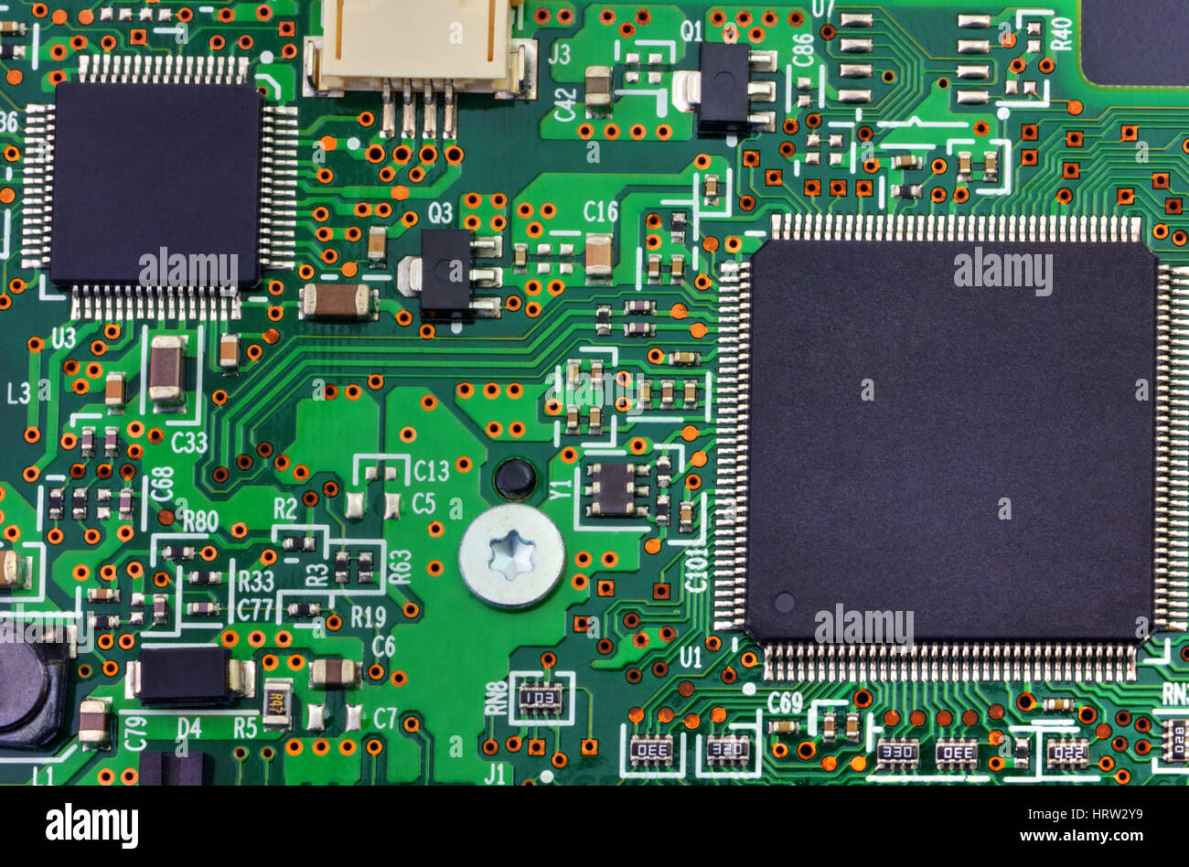 Electronic circuit board with components Stock Photo - Alamy