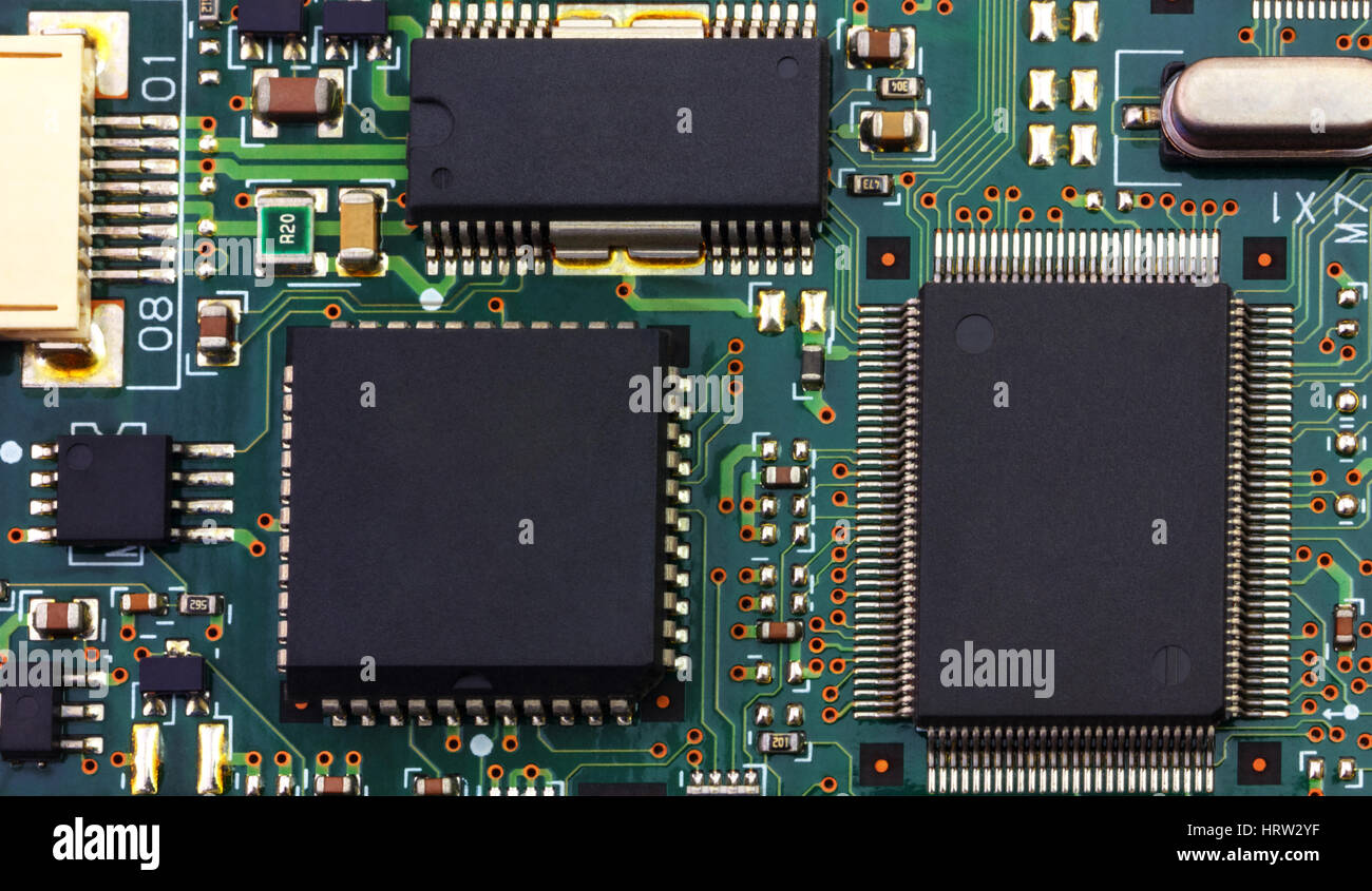 Electronic circuit board with components Stock Photo - Alamy