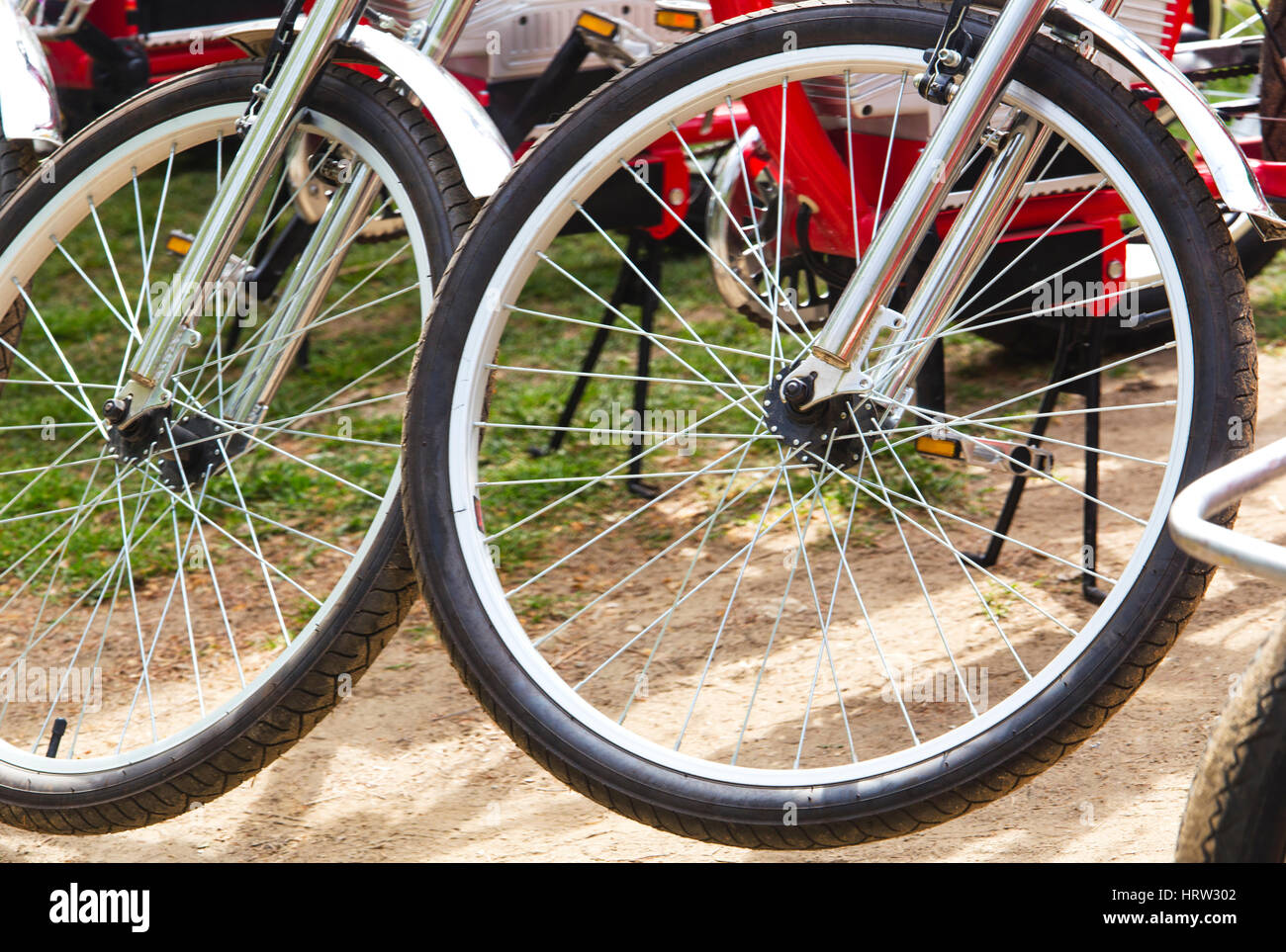Front bicycle wheels Stock Photo - Alamy