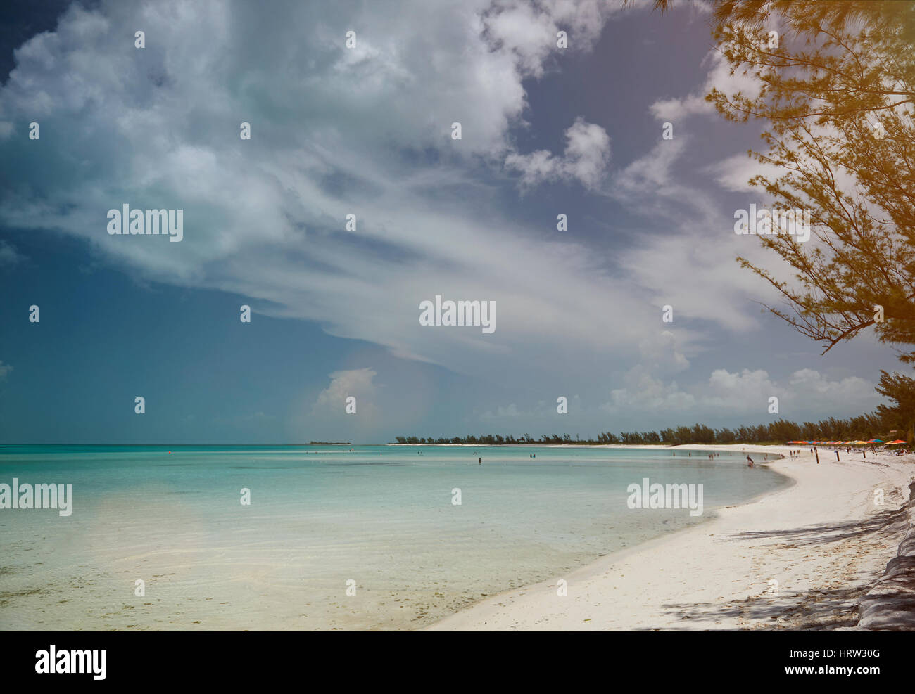 Exotic beach on bahamas island. Panorama view on caribbean island beach ...