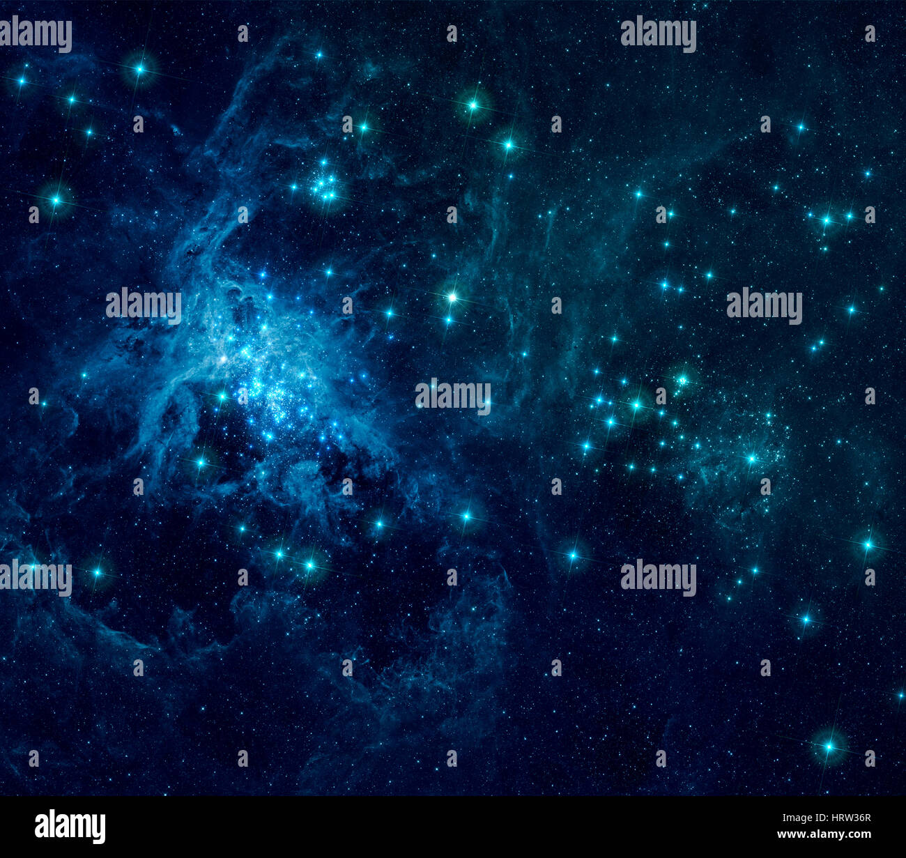 Blue deep space background with nebulae and bright stars Stock Photo ...
