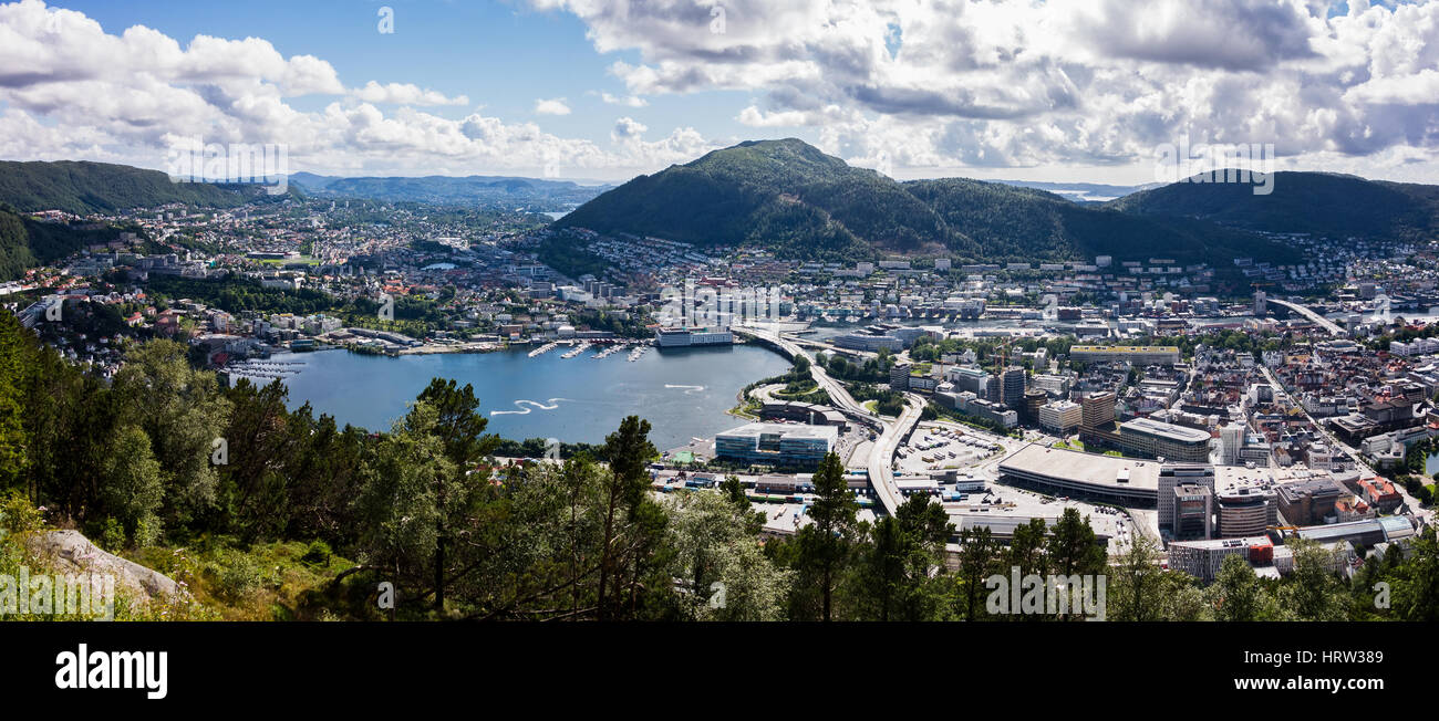 Bergen city top view panorama during summer, Norway Stock Photo - Alamy