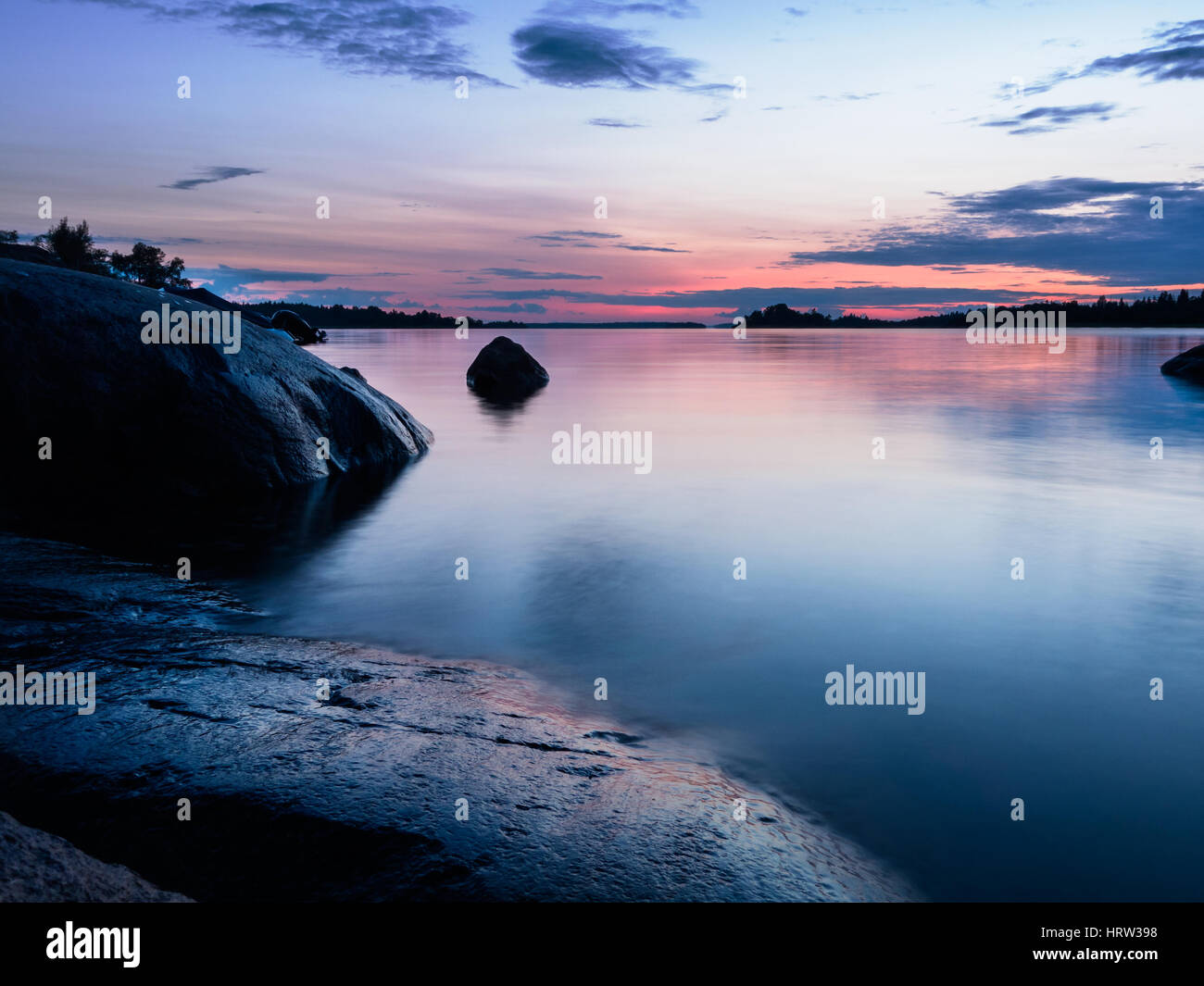 Summer sunset at beach Herrang, Sweden Stock Photo - Alamy