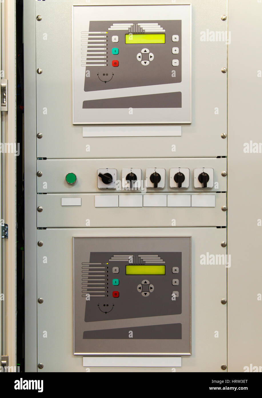 Electrical control panel with electronic devices in modern electrical ...