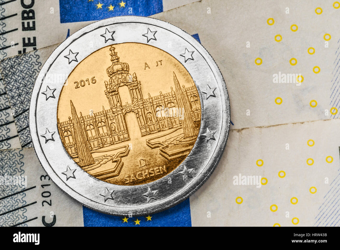 a 2 euro commemorative coin from Germany with the Dresden Zwinger on ...