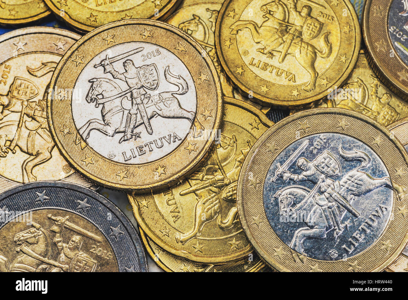 Many euro coins from Lithuania Stock Photo - Alamy