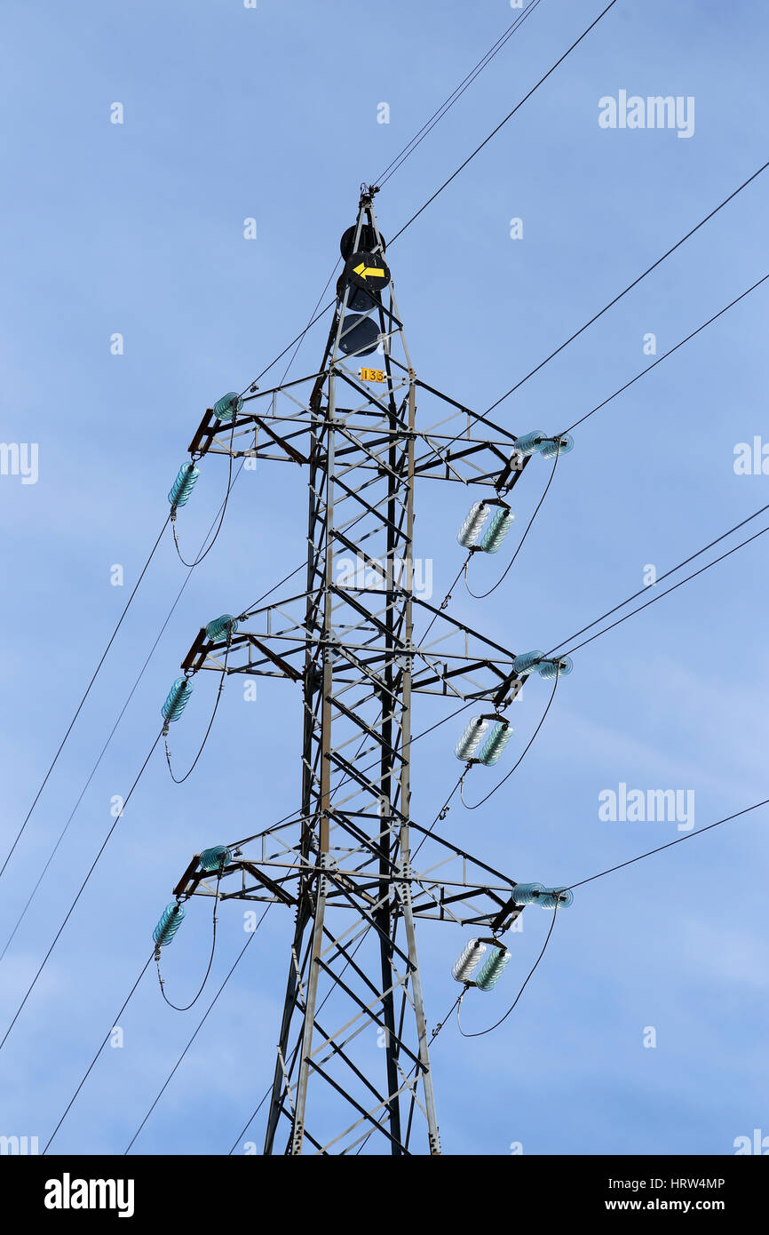 Tower with cables for electric power transmission Stock Photo - Alamy