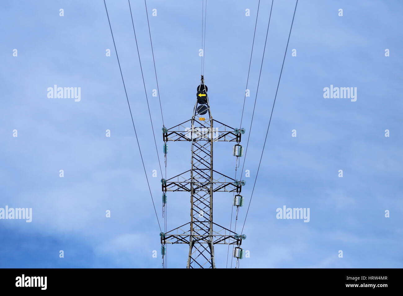 Tower with cables for electric power transmission Stock Photo - Alamy