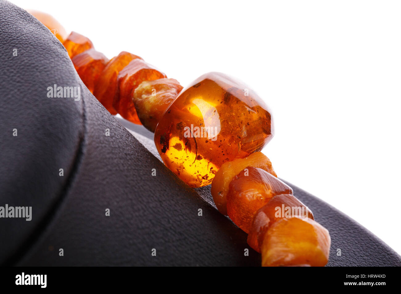 Baltic amber necklace on a white background Stock Photo - Alamy