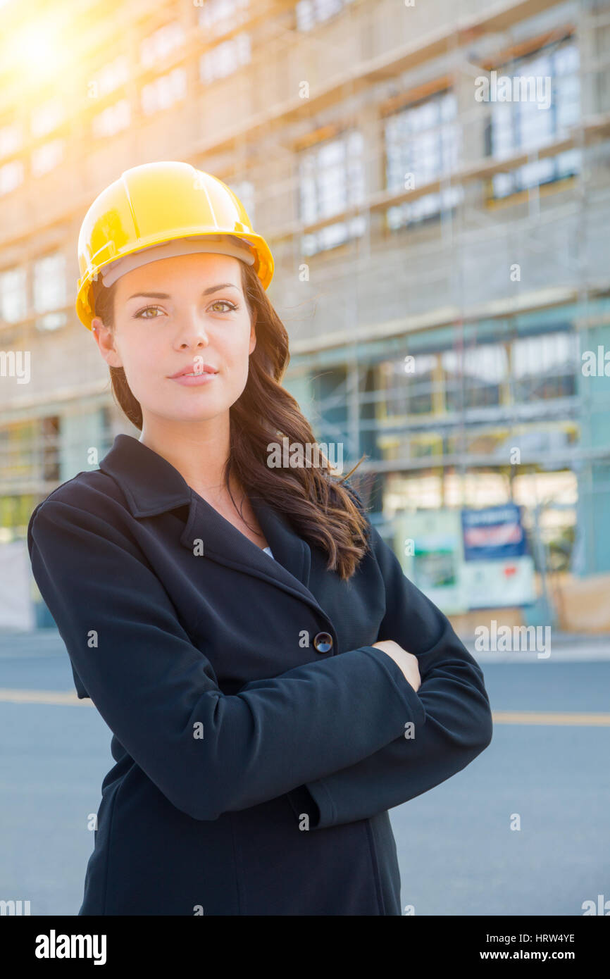Portrait of Young Attractive Professional Female Contractor Wearing ...