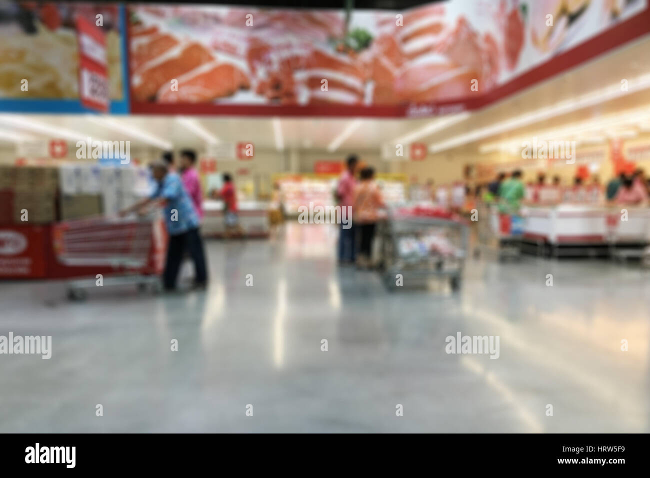 abstract blurred of fresh food department in department store ...