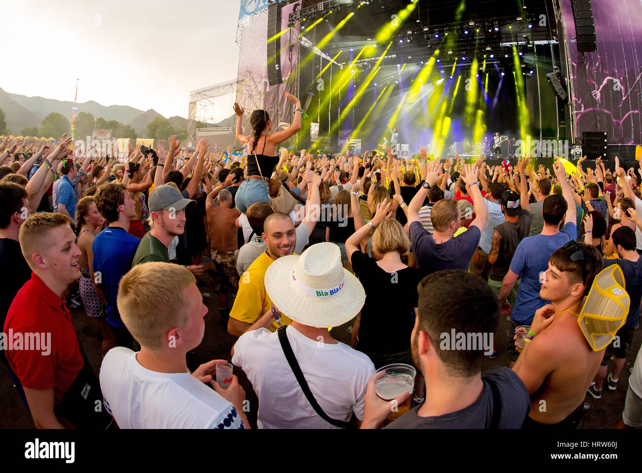 BENICASSIM, SPAIN - JUL 18: Crowd in a concert at FIB Festival on July ...