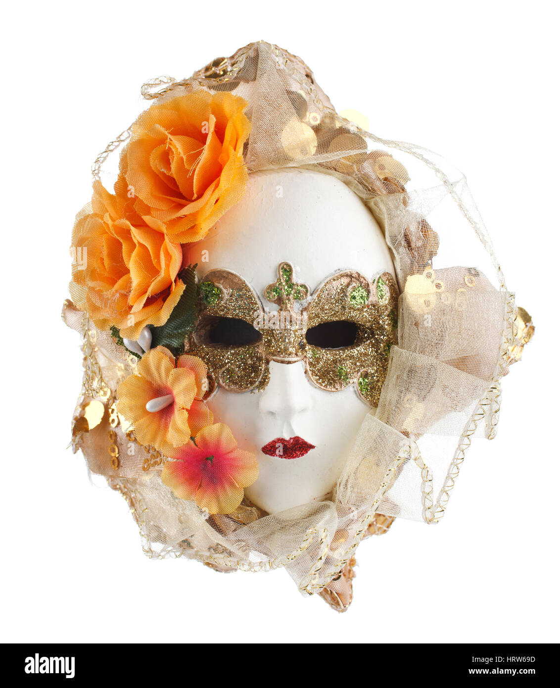 masquerade mask with flowers on a white background Stock Photo - Alamy