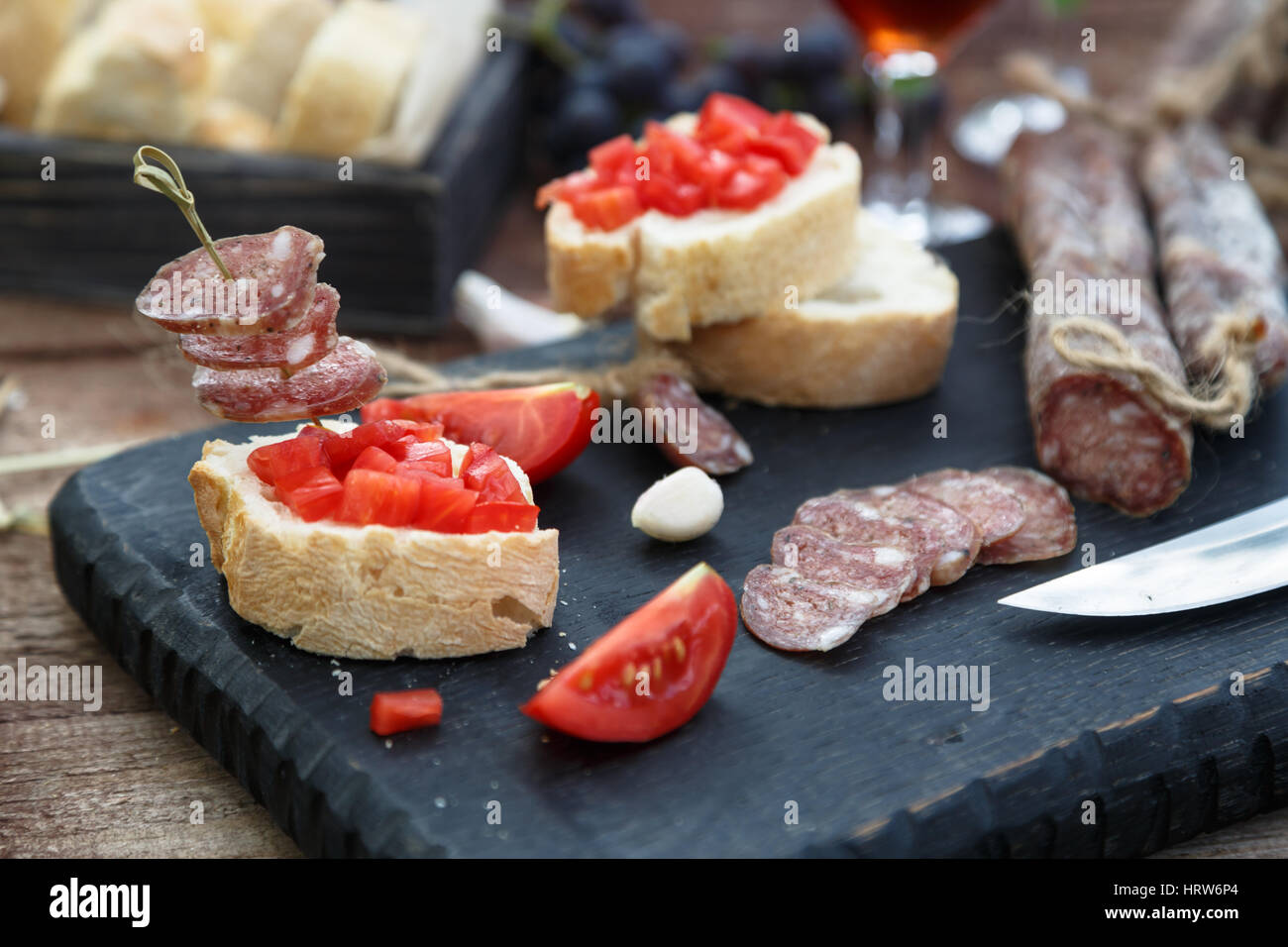 Spanish tapas pinchos sausage hi-res stock photography and images - Alamy