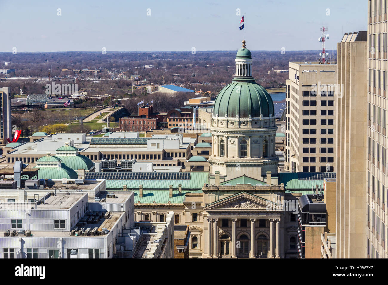 Aerial downtown indianapolis indiana hi-res stock photography and ...