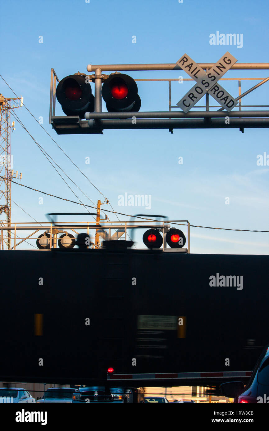 Car crossing railroad stop hi-res stock photography and images - Alamy