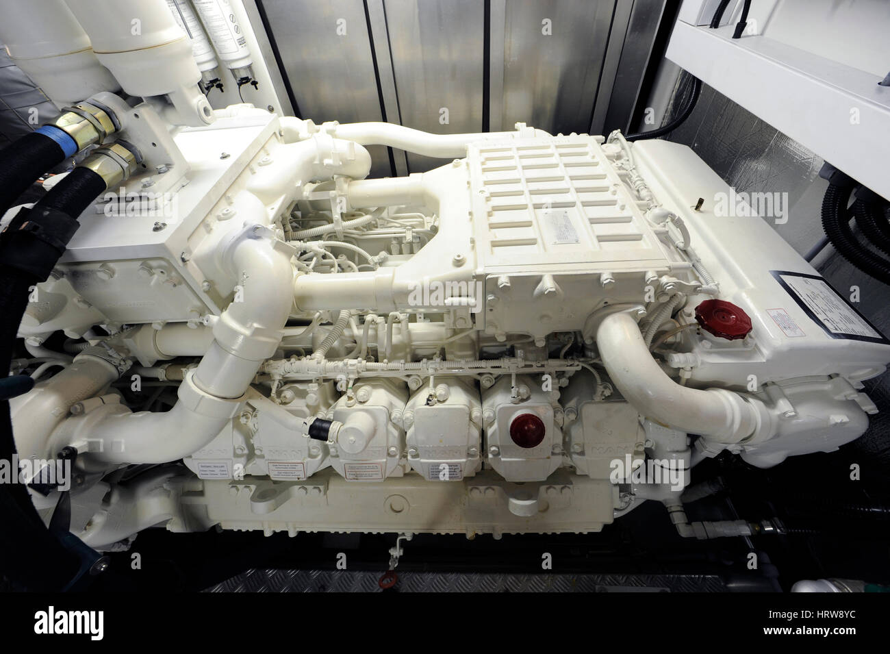 Luxury Yatch Sunseeker Boat engine room Stock Photo - Alamy