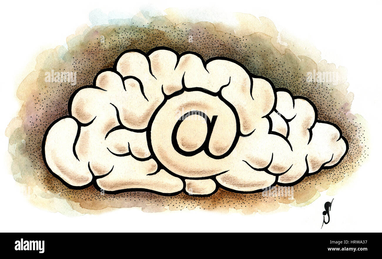 internet dependent brain Stock Photo - Alamy